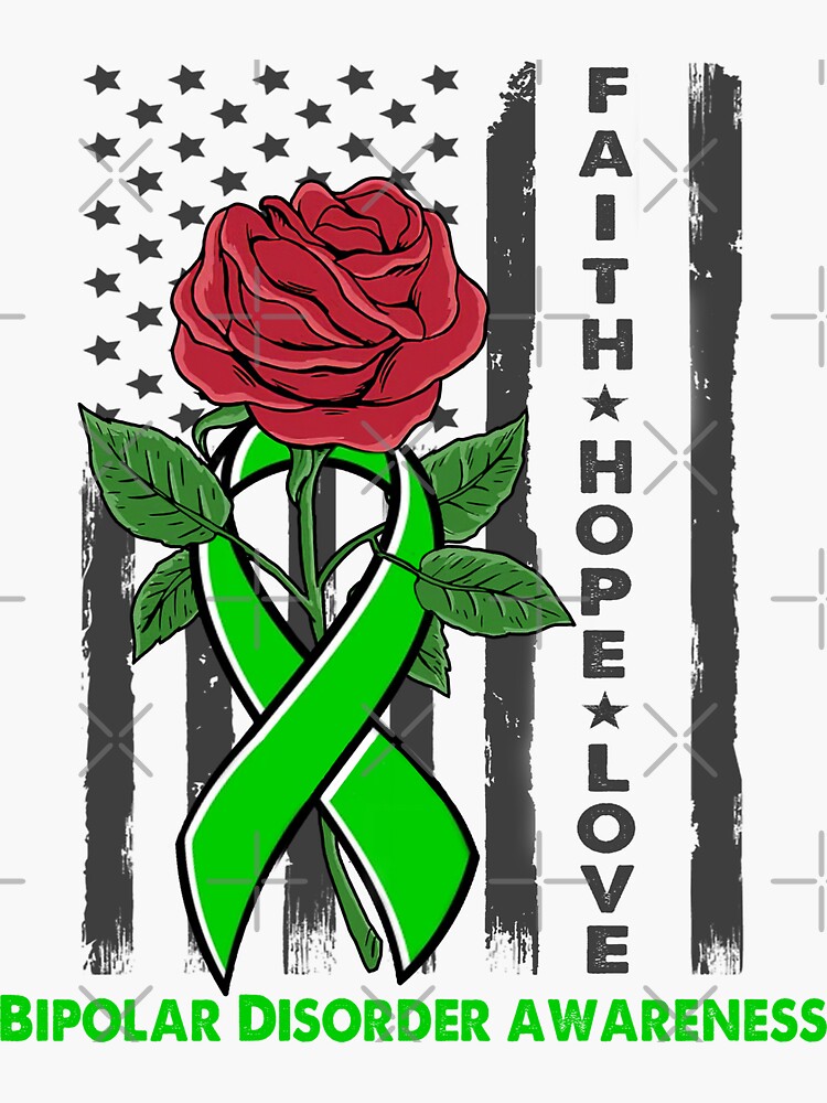 "Faith Hope Love Bipolar Disorder Awareness Amarican Flag" Sticker for ...