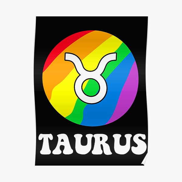 "Taurus Zodiac, Rainbow Colors" Poster for Sale by BlackCatTheory ...