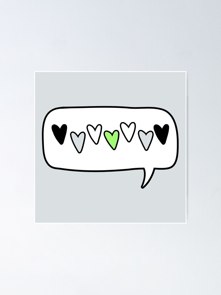 "Subtle Agender Pride Flag Hearts Speech Bubble Rainbow" Poster for ...