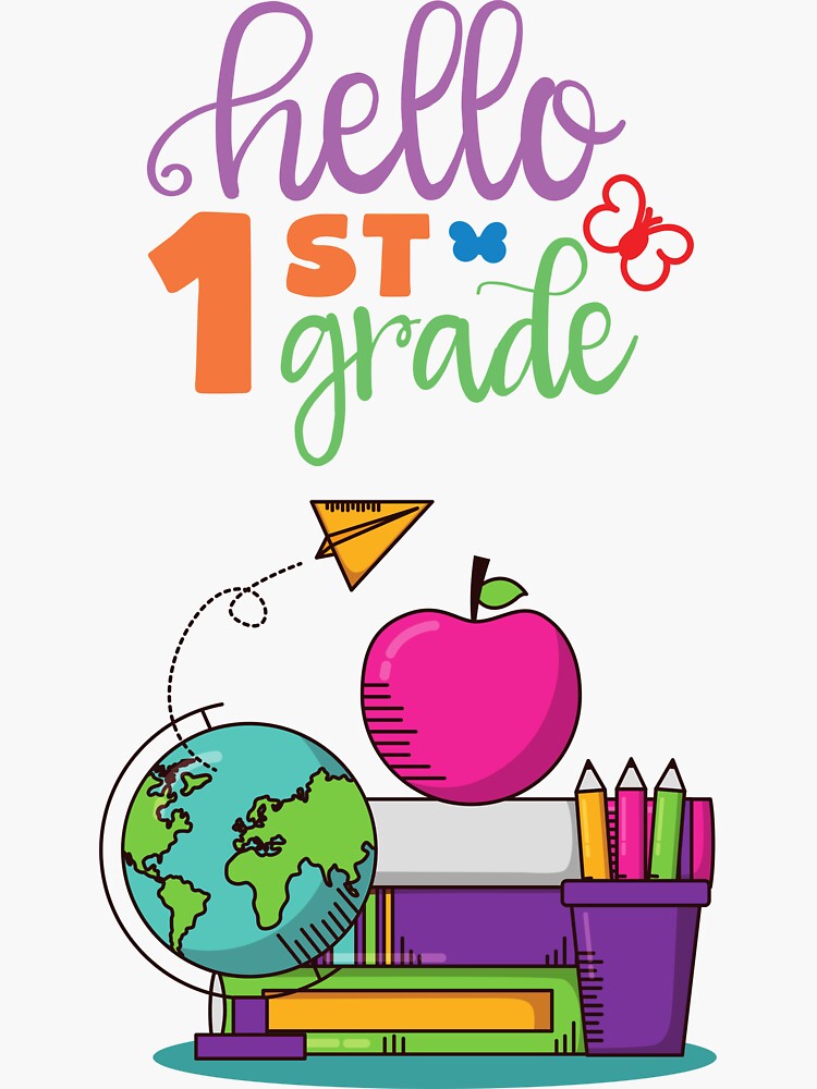 "Hello 1st grade back to school graphic" Sticker for Sale by ...