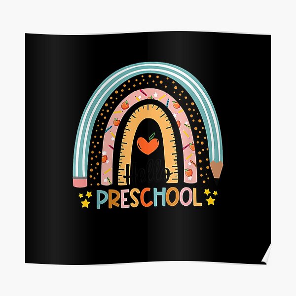 "Hello Preschool Boho Rainbow Teacher Back To School T-Shirt" Poster ...
