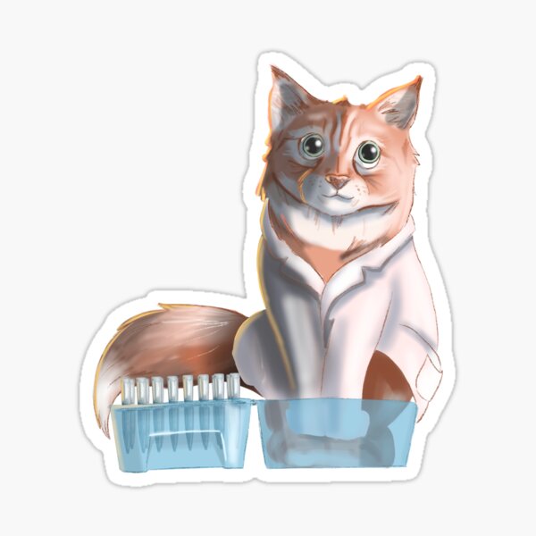 "Science cat in a pipette tip box" Sticker for Sale by TrailMixArt ...