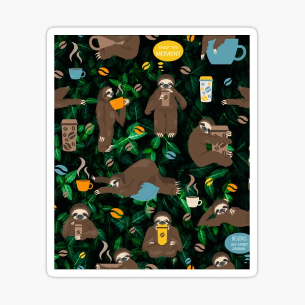 "Sloth drinking coffee" Sticker for Sale by Light79 | Redbubble