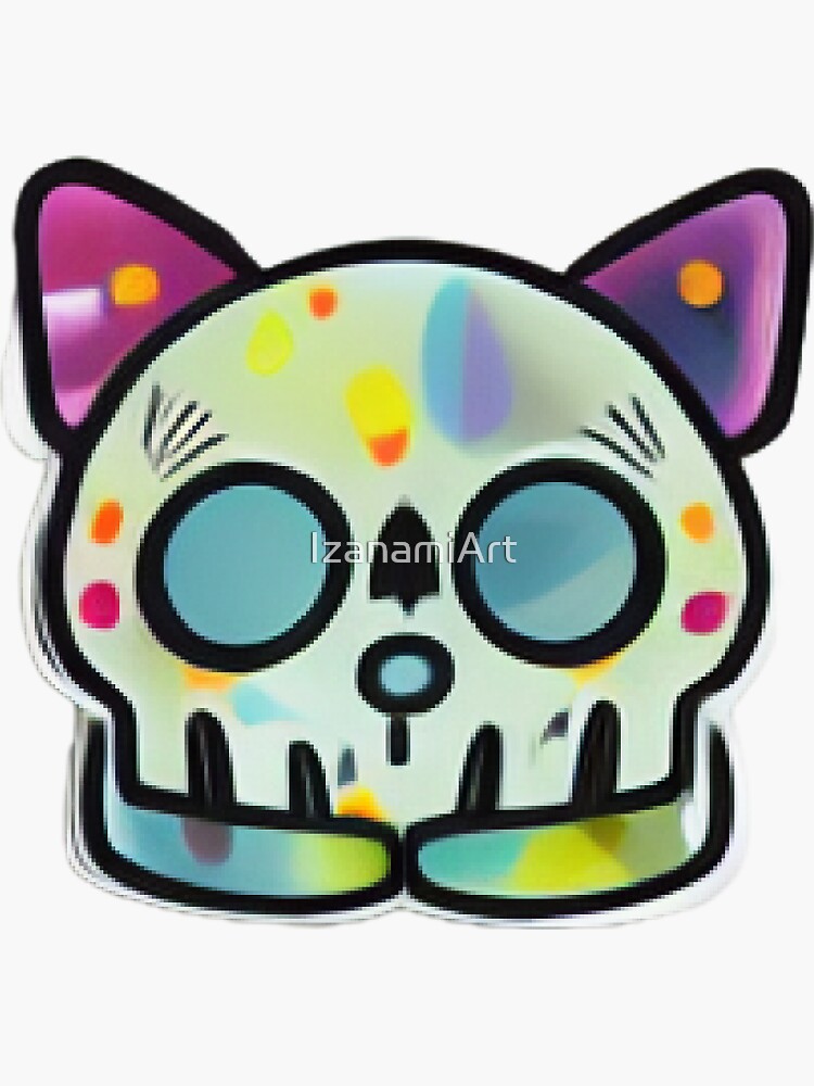 "Skull kitty" Sticker for Sale by IzanamiArt | Redbubble