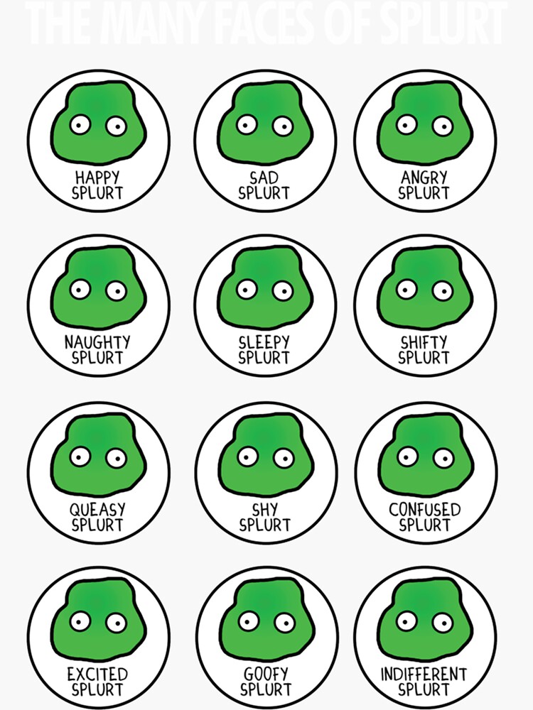 "The Many Faces Of Splurt Essential T-Shirt" Sticker for Sale by ...