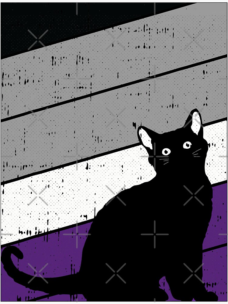 "Black Cat Asexual Pride Kitten Lover LGBTQ Proud Ally Ace" Sticker for ...