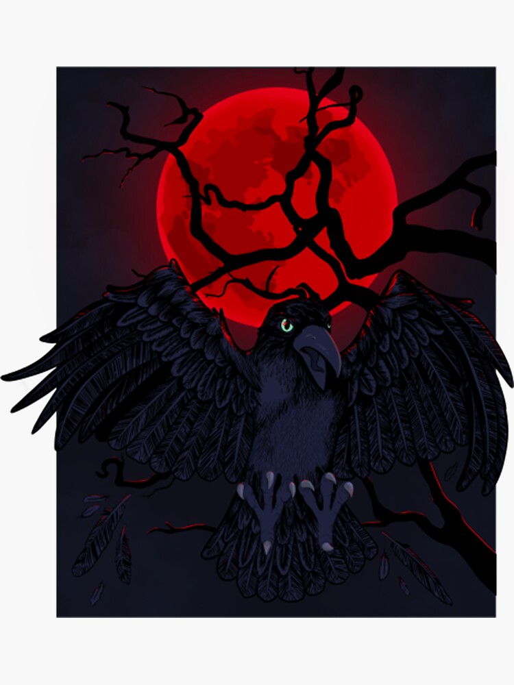 "Crow T-ShirtBlood Moon Crow" Sticker for Sale by MinKokorea | Redbubble