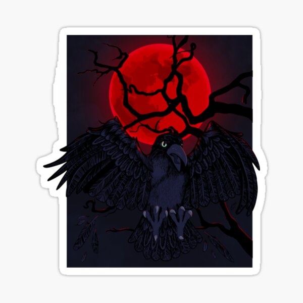"Crow T-ShirtBlood Moon Crow" Sticker for Sale by MinKokorea | Redbubble