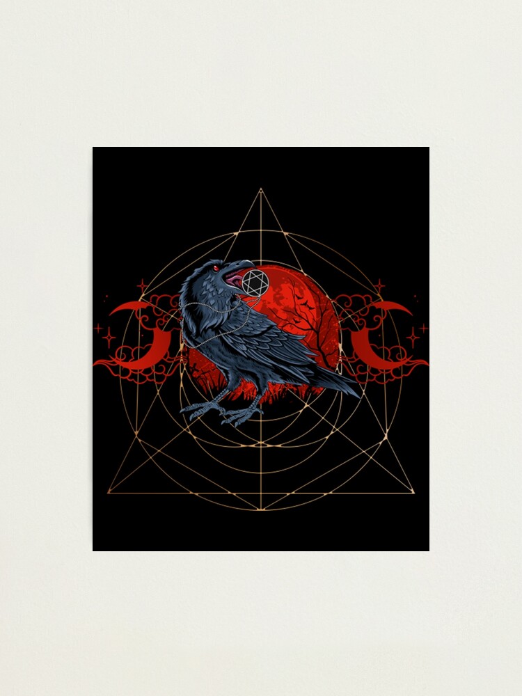 Lámina fotográfica «Raven T-Shirttriple diosa símbolo de la wiccan ...