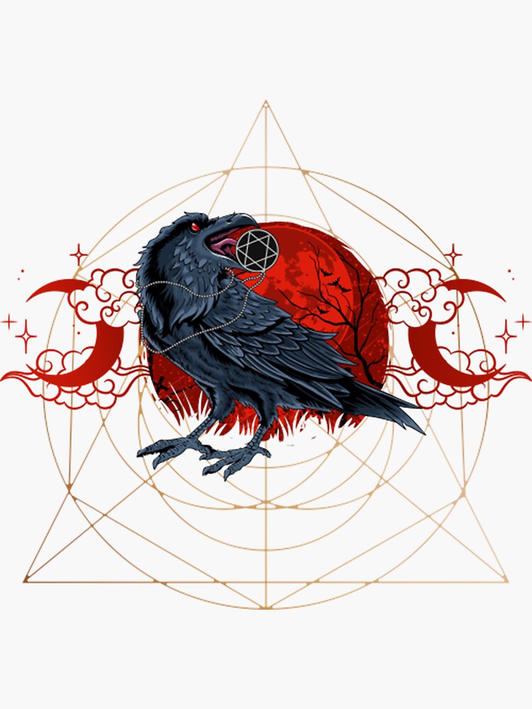 Pegatina «Raven T-Shirttriple diosa símbolo de la wiccan representando ...