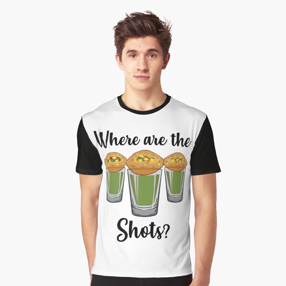 "Where are the shots Pani Puri shot glass Party India Design" Sticker ...