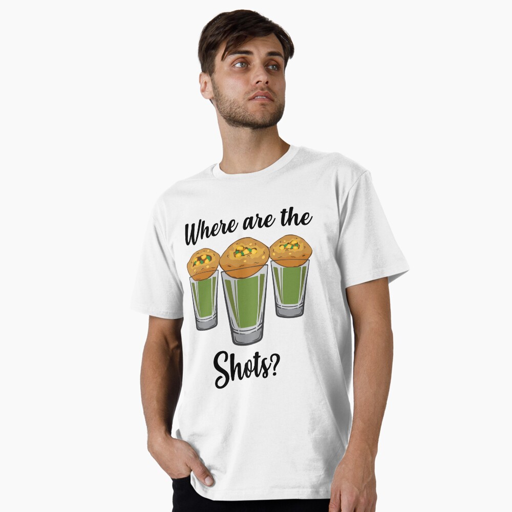 "Where are the shots Pani Puri shot glass Party India Design" Sticker ...