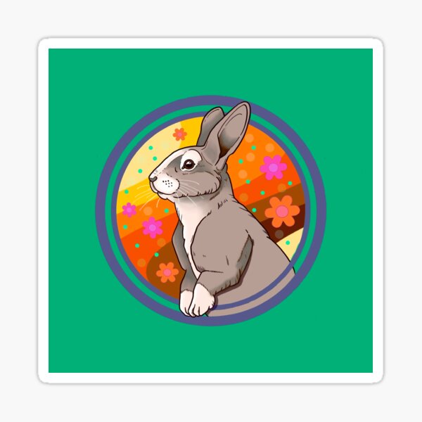 "FUNKY RABBIT ART " Sticker for Sale by FatRabbitArt | Redbubble