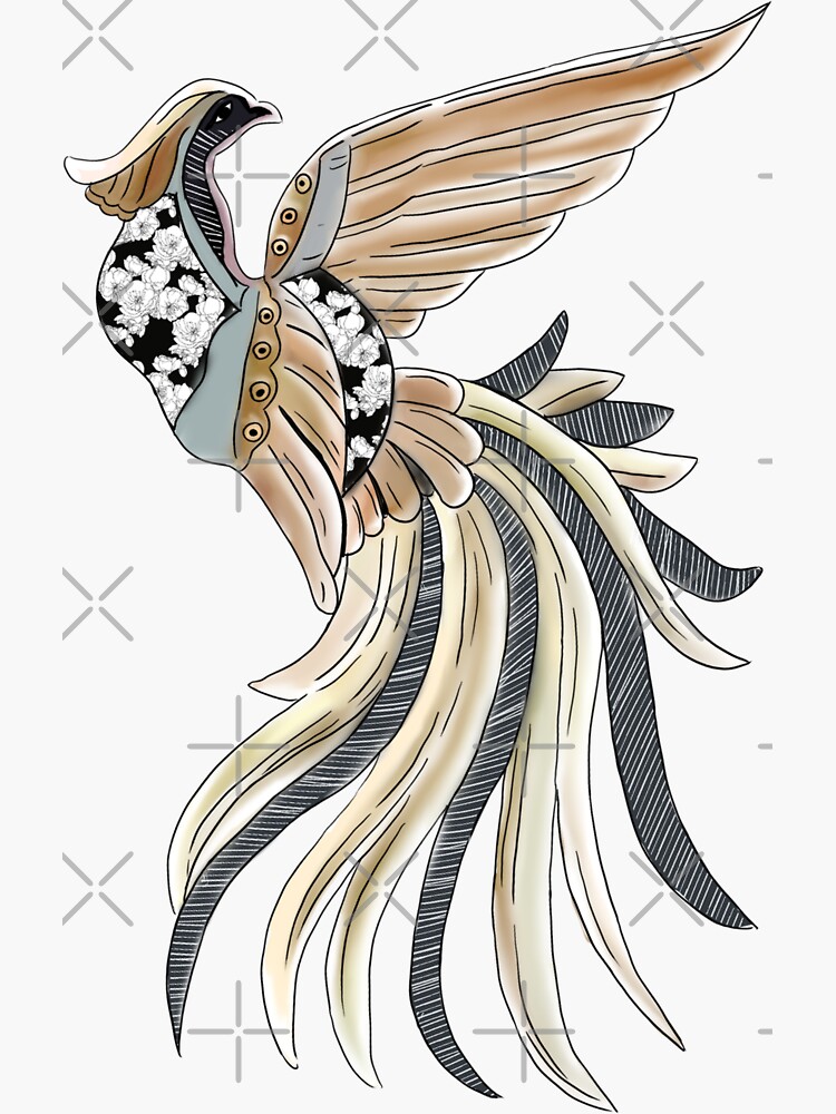 "Sangjit Chinesse Gold Bird fly " Sticker for Sale by bunniesmee ...