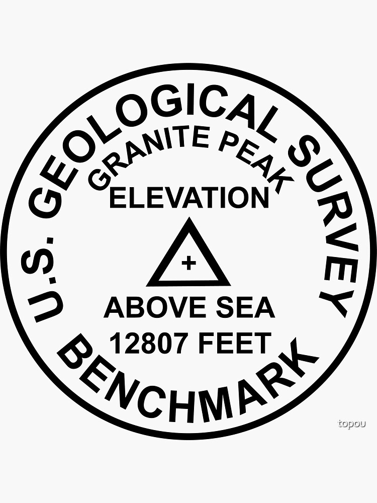 "Granite Peak, Montana USGS Style Benchmark" Sticker for Sale by topou ...