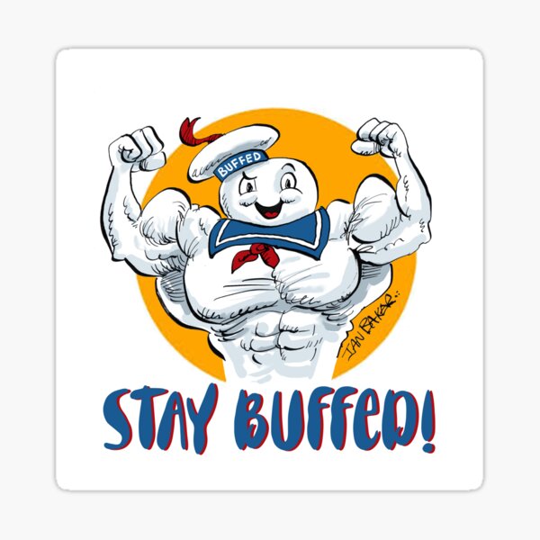 "Stay Buffed!" Sticker for Sale by IanBakerToons | Redbubble