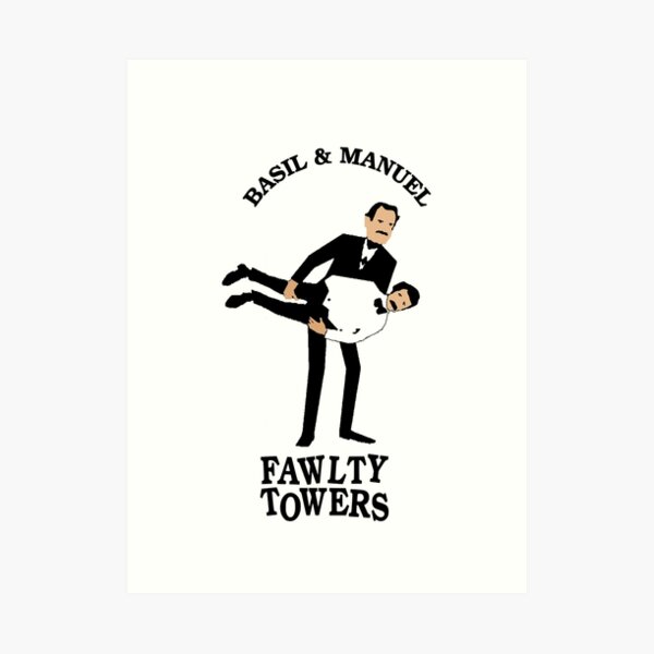 "Fawlty Towers - Basil & Manuel Funny Cartoon" Art Print for Sale by ...