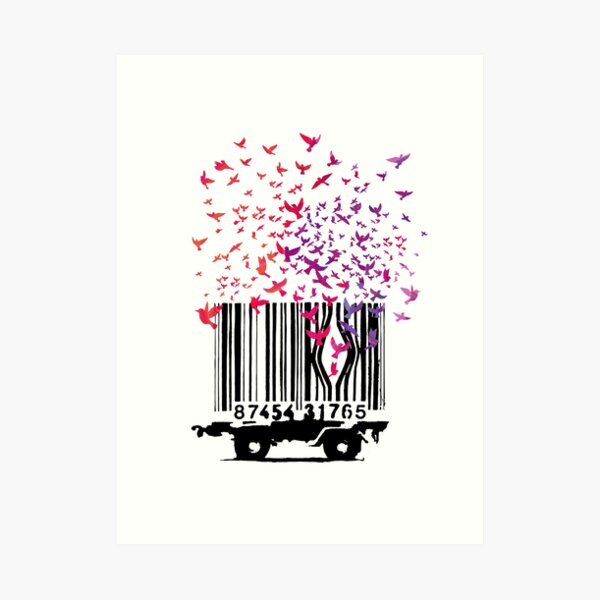 "Break Free - Birds Barcode Cage Consumerism" Art Print for Sale by WE ...