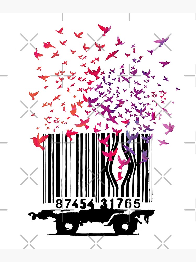 "Break Free - Birds Barcode Cage Consumerism" Art Print for Sale by WE ...