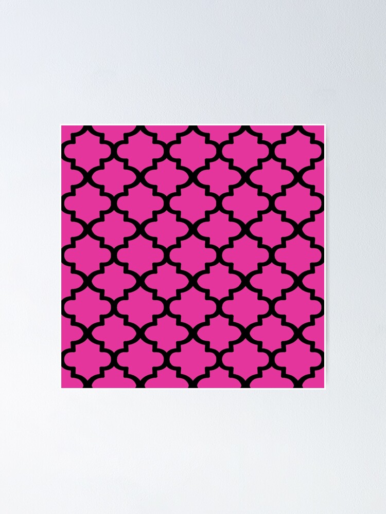 "Quatrefoil Pattern In Black Outline On Bright Pink" Poster for Sale by ...