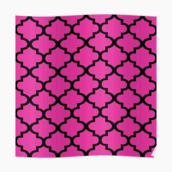 "Quatrefoil Pattern In Black Outline On Bright Pink" Poster for Sale by ...