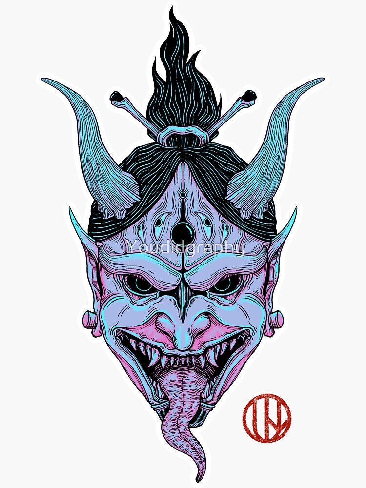 "Neon Oni" Sticker for Sale by Youdidgraphy | Redbubble