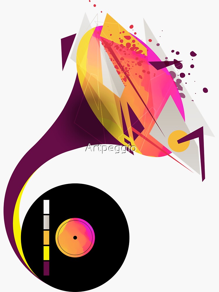 "Phonograph Record Player Graphic Design" Sticker for Sale by Artpeggio ...