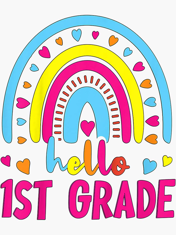 "Kids First Day Of School Girls Back To School Hello First Grade T-Shirt" Sticker for Sale by ...
