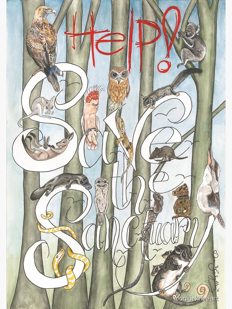 "Help! Save the Sanctuary" Sticker for Sale by wonkiekneeart | Redbubble