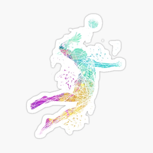 "Colorful Volleyball Player Volleyball Team Sport Volleyball" Sticker ...