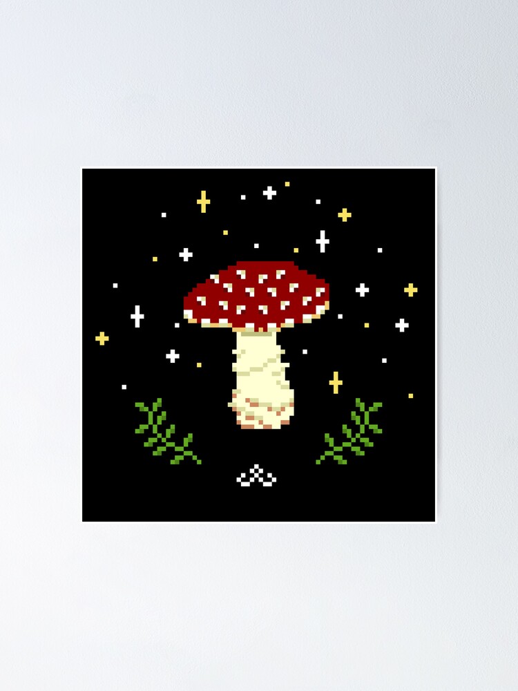 "Amanita Mushroom Fly Killer Cottagecore Pixel Art" Poster for Sale by ...