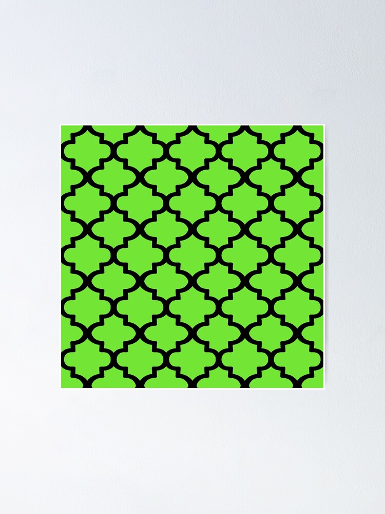 "Quatrefoil Pattern In Black Outline On Vivid Green" Poster for Sale by ...