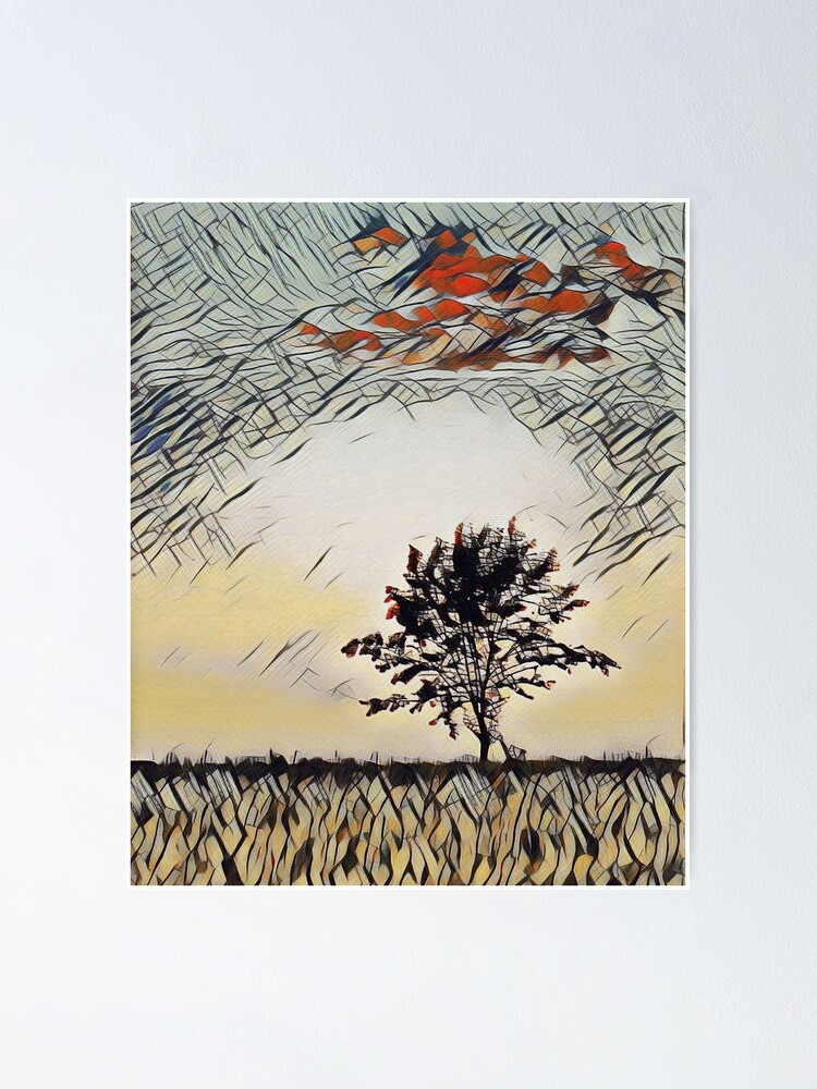 "LONELY TREE Beautiful Soft Abstract Landscape Art" Poster for Sale by ...