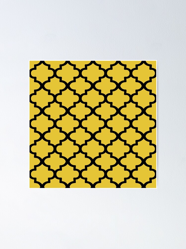 "Quatrefoil Pattern In Black Outline On Mustard Yellow" Poster for Sale ...
