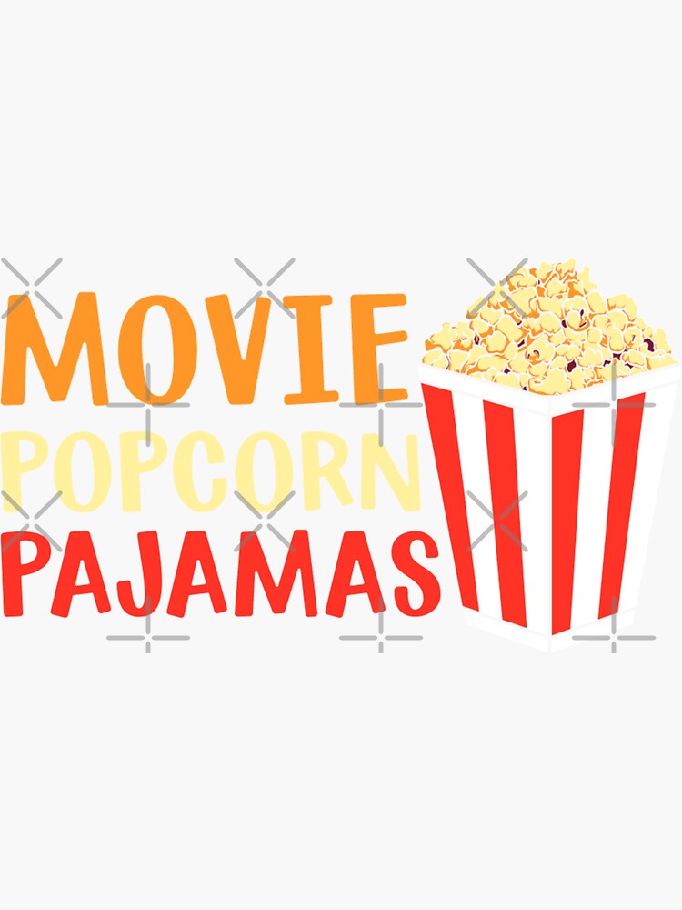 Movie Night Popcorn Pajamas Party Sticker For Sale By Scubedesign Redbubble