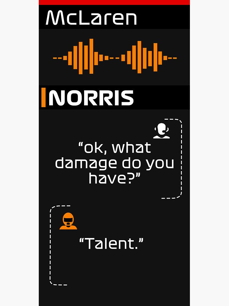 "F1 - Lando Norris - Radio Message (talent)" Sticker for Sale by ...