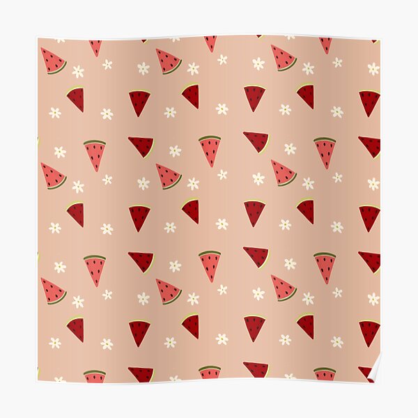 " Cute Watermelon design with white flowers " Poster for Sale by ...