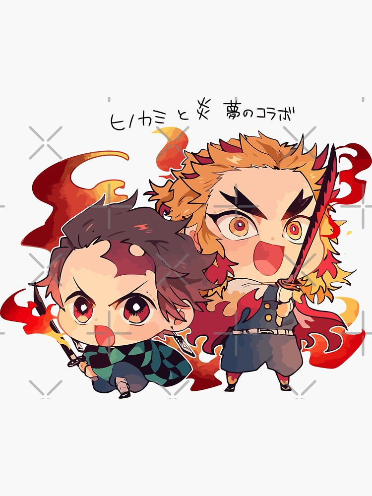 "Tanjiro Kamado X Rengoku Kyojuro Fire Breathing" Sticker for Sale by ...