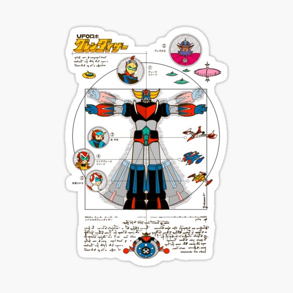 "189b Grendizer DaVinci Color" Sticker for Sale by yexart | Redbubble