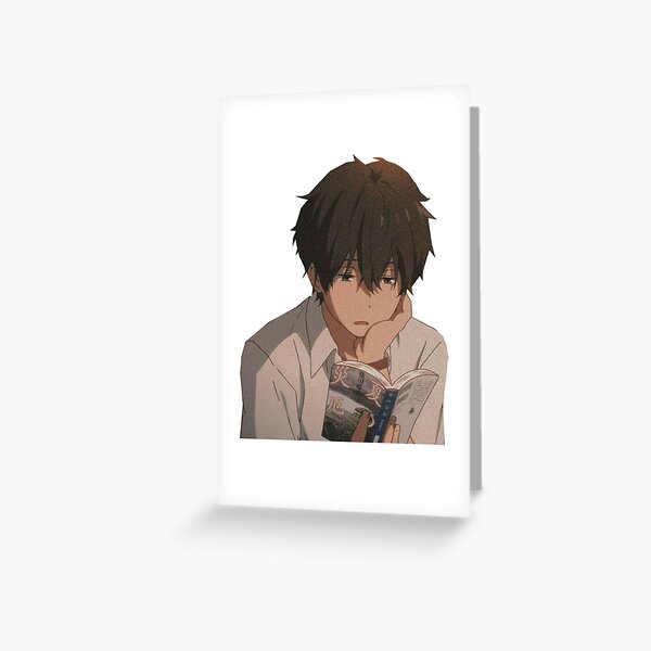 "Oreki Houtarou Reading (Hyouka)" Greeting Card for Sale by ...