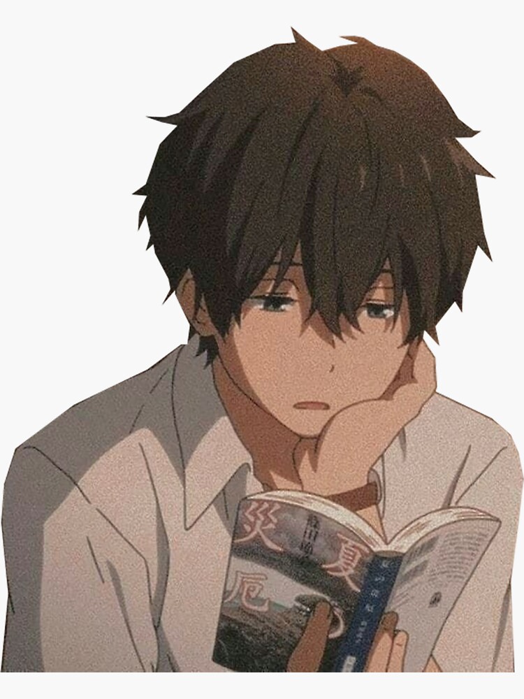 "Oreki Houtarou Reading (Hyouka)" Sticker for Sale by kawaiicrossing ...