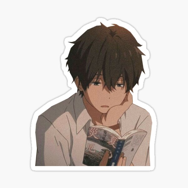 "Oreki Houtarou Reading (Hyouka)" Sticker for Sale by kawaiicrossing ...