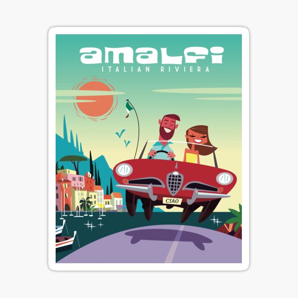 "Amalfi Coast poster" Sticker for Sale by GAGodel | Redbubble