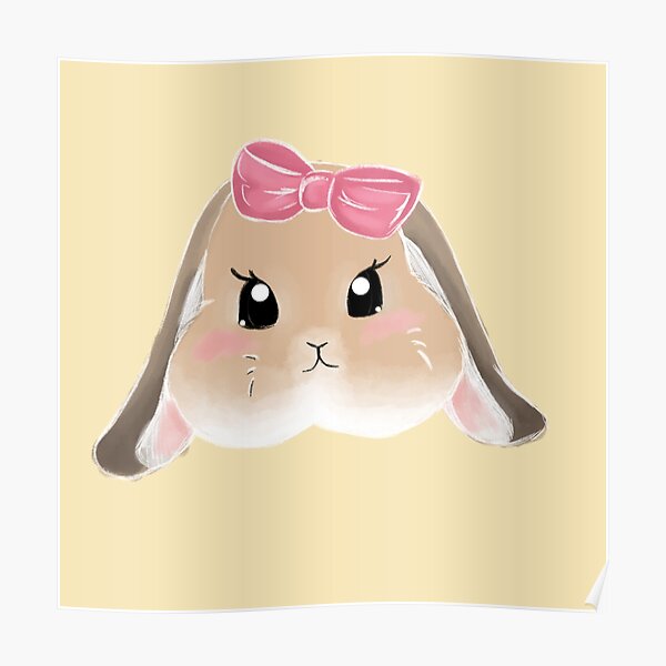 "Cream Chubby Holland Lop Rabbit Bailey Head " Poster for Sale by ...