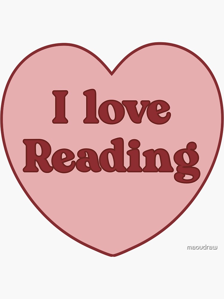 "I love reading heart aesthetic dollette coquette pink red" Sticker by ...