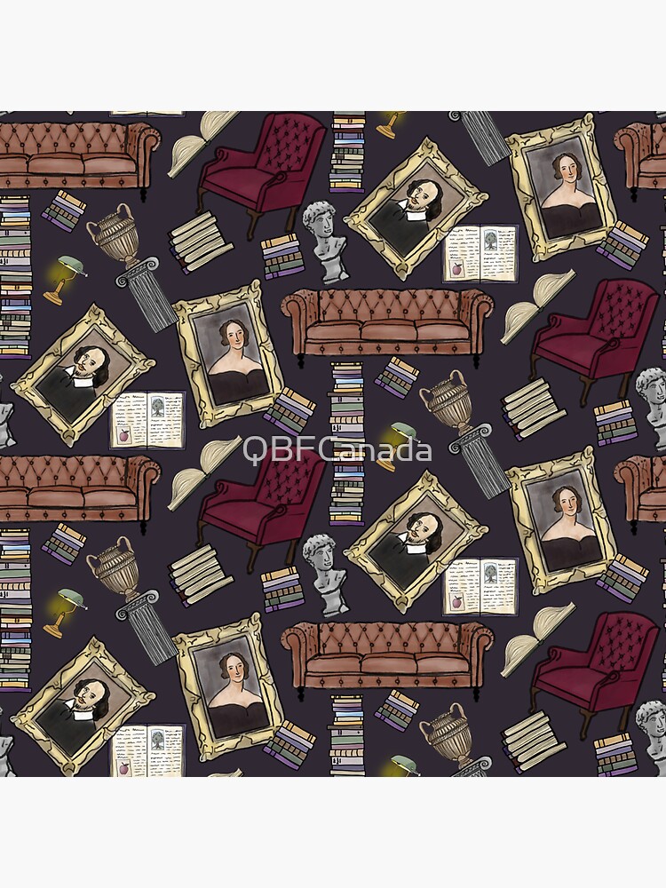 "Dark Academia - In the Study - deep purple background" Sticker for ...