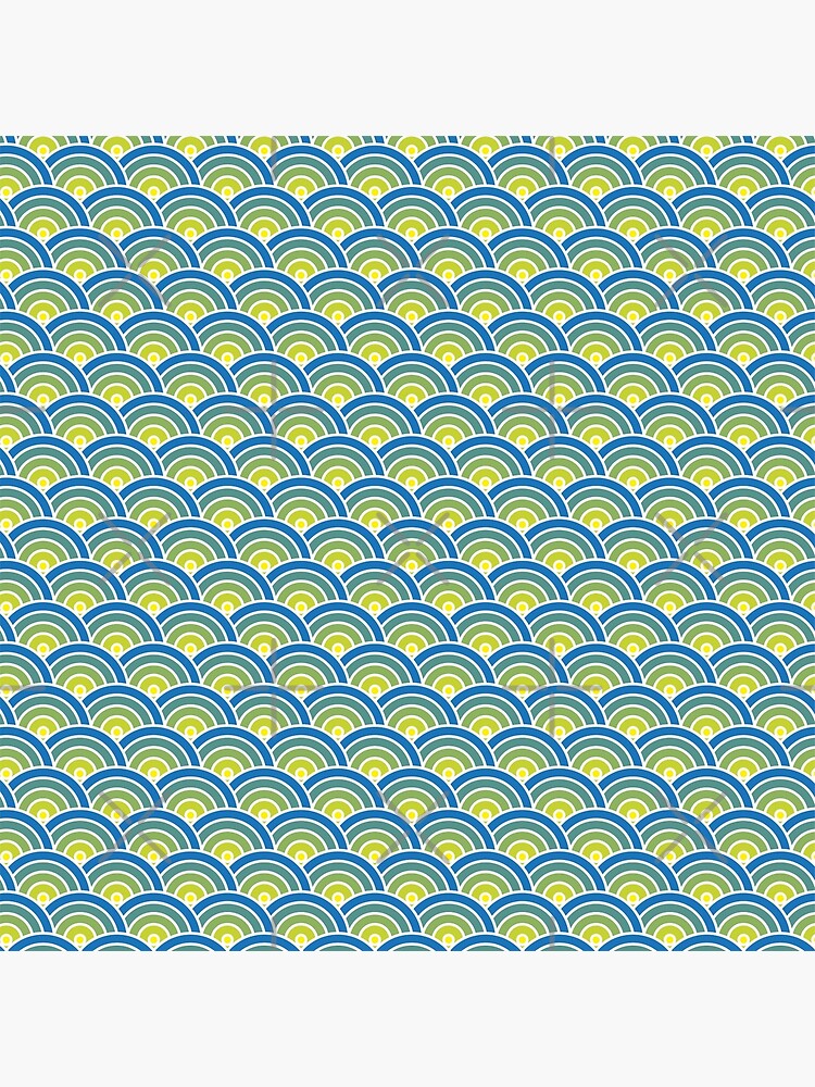 "Japanese pattern in blue, orange and yellow arc. Wave inspiration ...