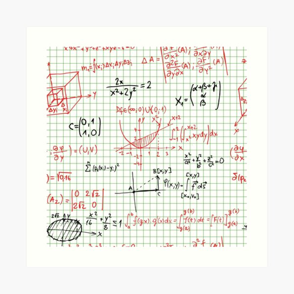 "Black & Red Math Problems on Graph Paper" Art Print for Sale by the ...