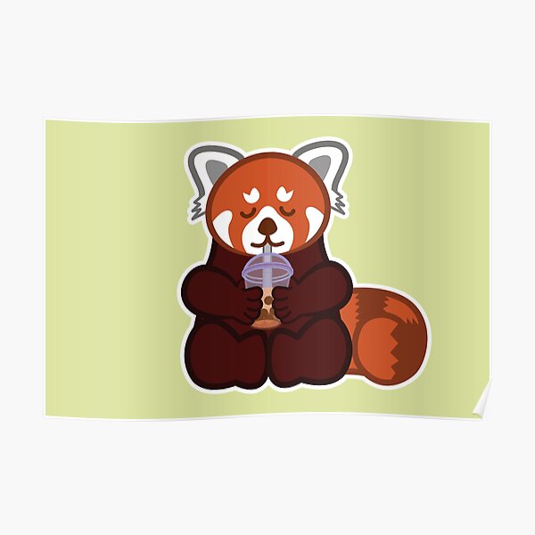 "Red Panda Drinking Boba (Bubble Tea)" Poster for Sale by JustFuzzyArt ...
