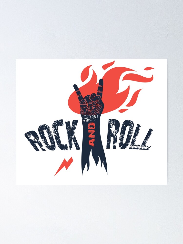 "Rock and roll red fire" Poster for Sale by klimov0101 | Redbubble